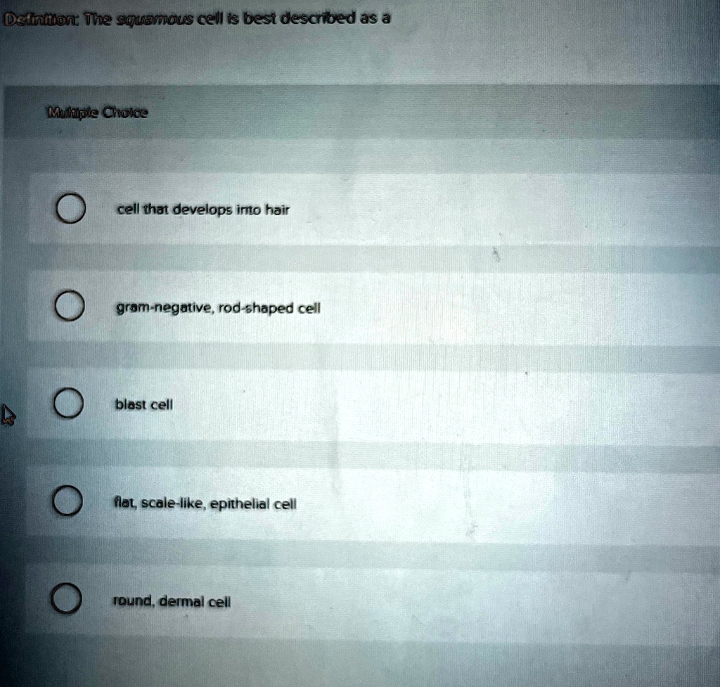 definition the squamous cell is best described as a multiple choice ...