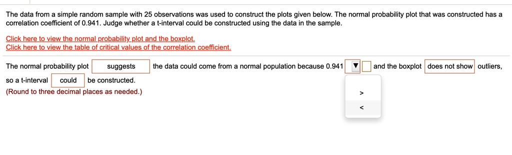 Solved The Data From Simple Random Sample With 25 Observations Was