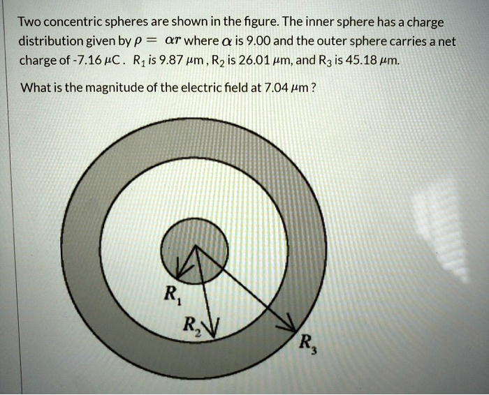 Two concentric spheres are shown in the figure. The inner sphere has a ...