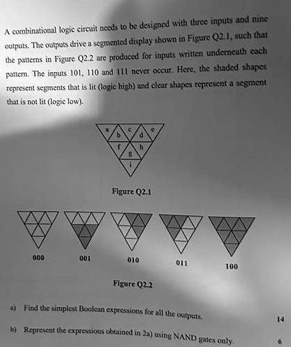 SOLVED: A combinational logic circuit needs to be designed with three inputs and nine outputs ...