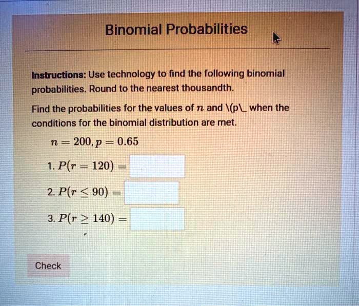 binomial probabilities instructions use technology to find the ...