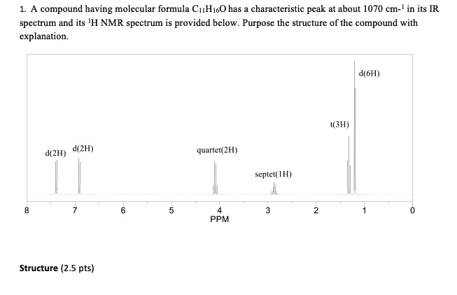 compound having molecular formula ch1o has characteristic peak at about 1070 cm in its ir ...