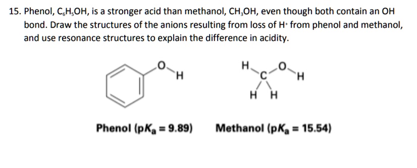 SOLVED: 15. Phenol, CH;OH, is a stronger acid than methanol, CH;OH ...