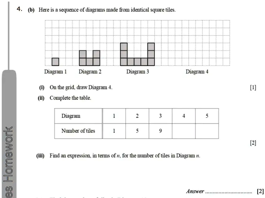 SOLVED: (b) Here is a sequence of diagrams made from identical square ...