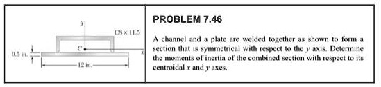 C8x11.5 C 0.5 in. 12 in. PROBLEM 7.46 A channel and a plate are welded ...
