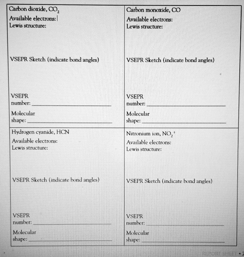 Carbon dioxide; CO2 Available electrons: 16 Lewis structure: O=C=O ...