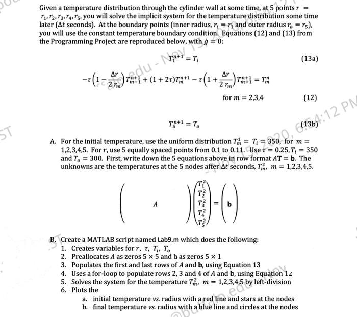 SOLVED:J Given temperature distribution through the cylinder wall at some time,at 5 points r Tz ...