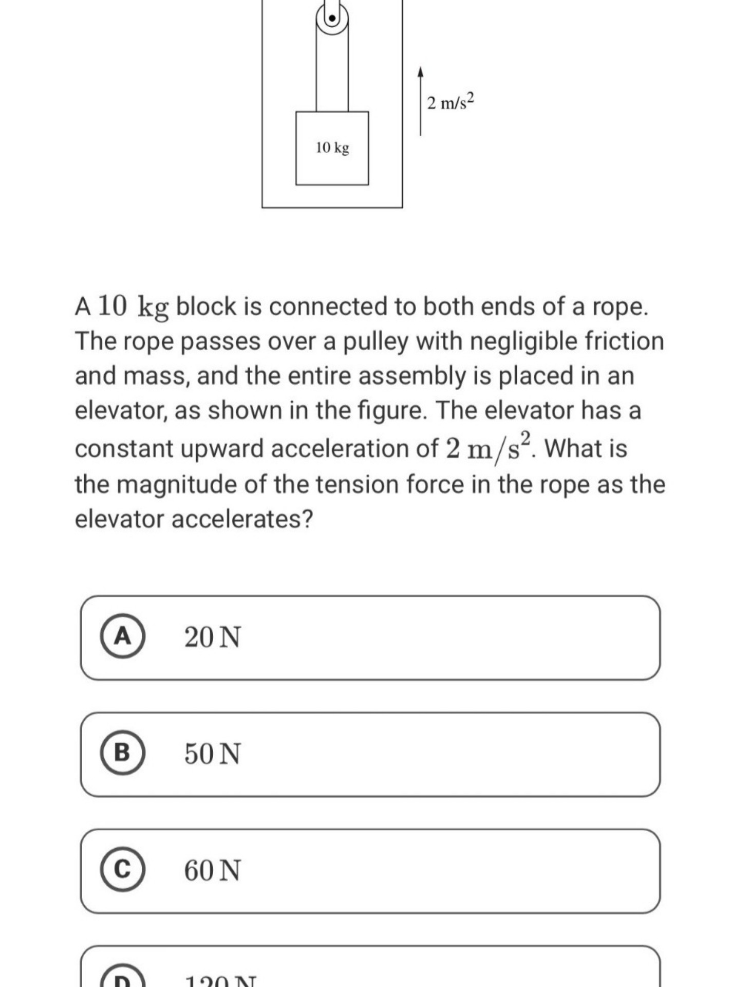 A 10 kg block is connected to both ends of a rope. The rope passes over ...