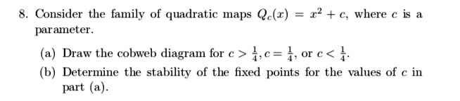 consider the family of quadratic maps qz parameter 12 t c where is a ...