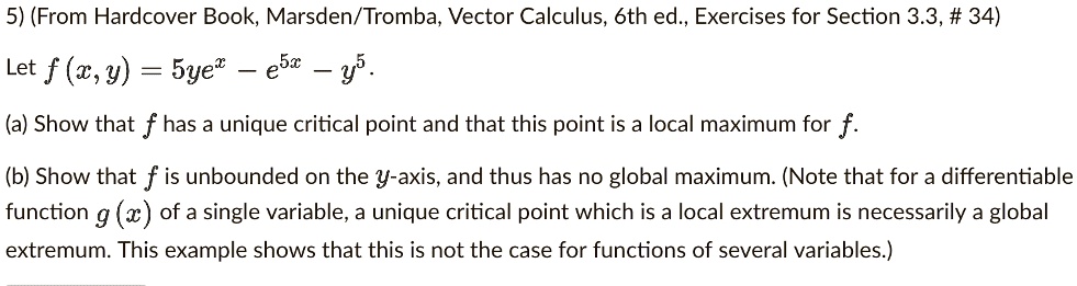 5) (From Hardcover Book, Marsden/Tromba, Vector Calculus, 6th ed ...
