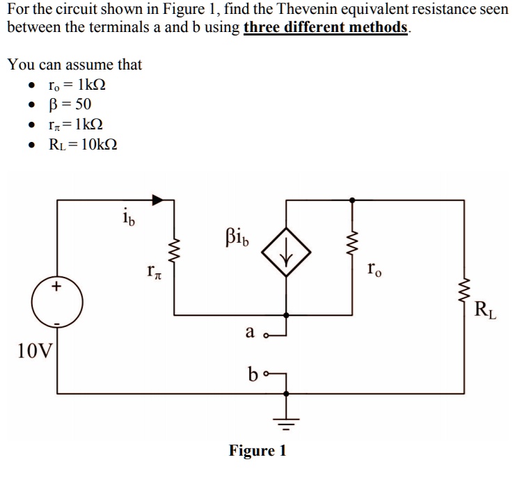 SOLVED: For the circuit shown in Figure l, find the Thevenin equivalent resistance seen between ...