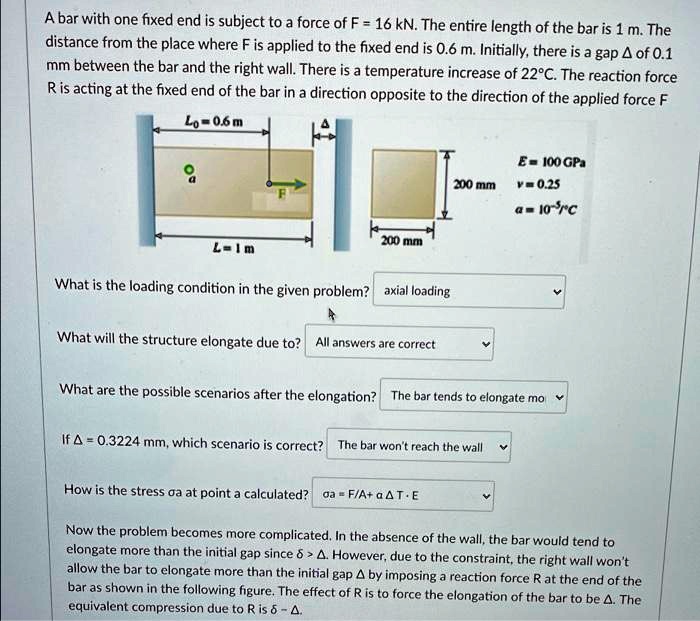 SOLVED: A bar with one fixed end is subject to a force of F = 16 kN ...