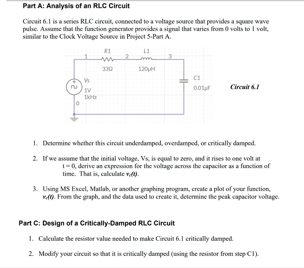 SOLVED: Text: For A-3: Please use Excel Part A: Analysis of an RLC ...