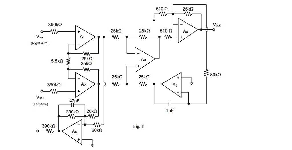 SOLVED: Consider the given 3-electrode ECG amplifier circuit. a ...