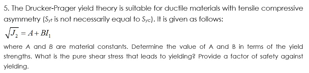 5. The Drucker-Prager yield theory is suitable for ductile materials ...