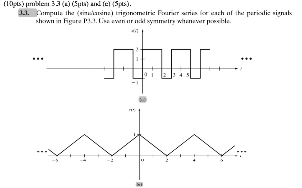 SOLVED: (10pts) problem 3.3 (a) (5pts) and (e) (5pts) 3.3. Compute the (sine/cosine ...