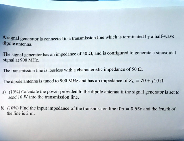 dipole antenna signal at 900 mhz the transmission line is lossless with ...