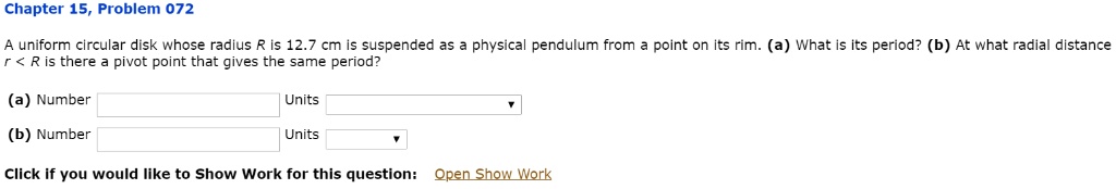 chapter 15 problem 072 uniform circular disk whose radius r is 127 cm ...