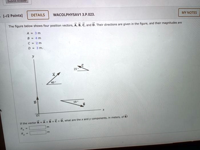 SOLVED: Ebm MY NOTES [-/2 Points] DETAILS WACOLPHYSAVI 3,P.023 The ...