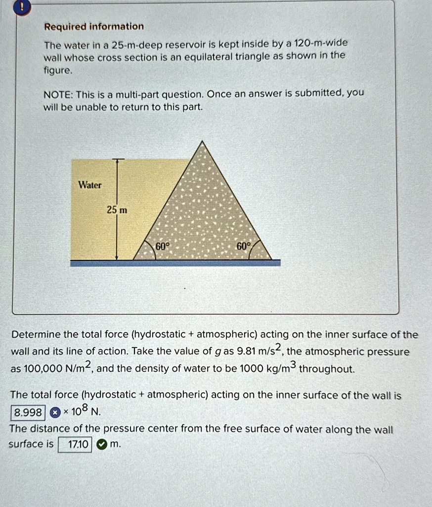 required information the water in a 25m deep reservoir is kept inside ...