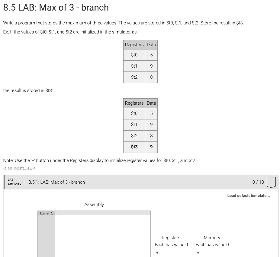 SOLVED: 8.5 LAB: Max of 3 - branch Write a program that stores the maximum of three values. The ...