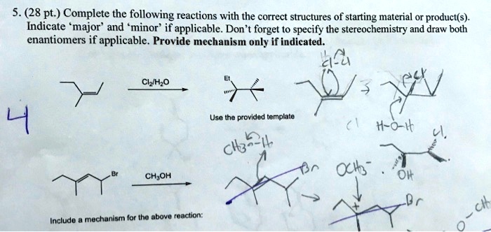 SOLVED: 5.(28 pt:) Complete the following reactions with the correct structures of starting ...
