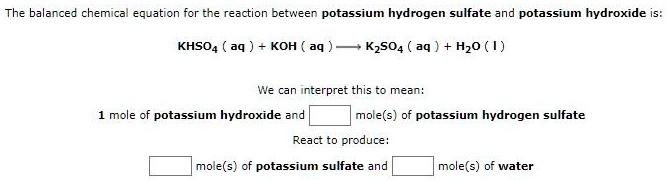 SOLVED: The balanced chemical equation for the reaction between ...