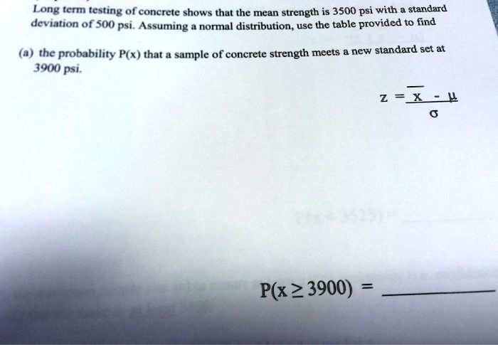 SOLVED:Long term testing of concrete shows that the mean strength is ...