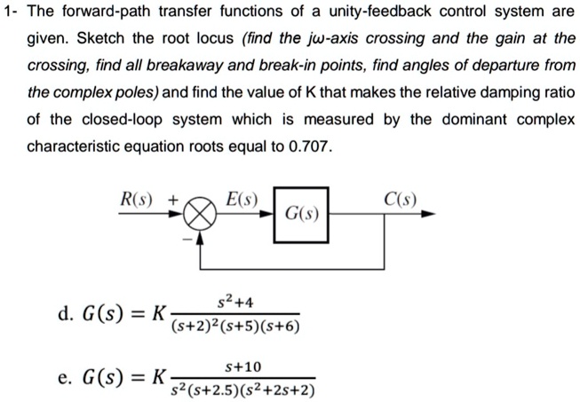 SOLVED: 1- The forward-path transfer functions of a unity-feedback control system are given ...