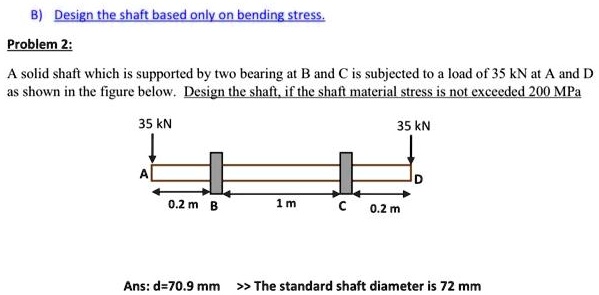 SOLVED: B) Design the shaft based only on bending stress. Problem 2: A ...