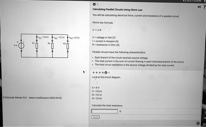 SOLVED: Calculating Parallel Circuits Using Ohm's Law You will be ...