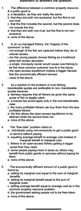 VIDEO solution: The difference between a common property resource and a ...