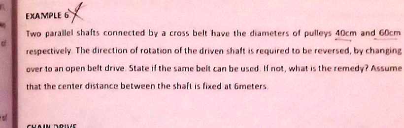 EXAMPLE 6 Two parallel shafts connected by a cross belt have the ...