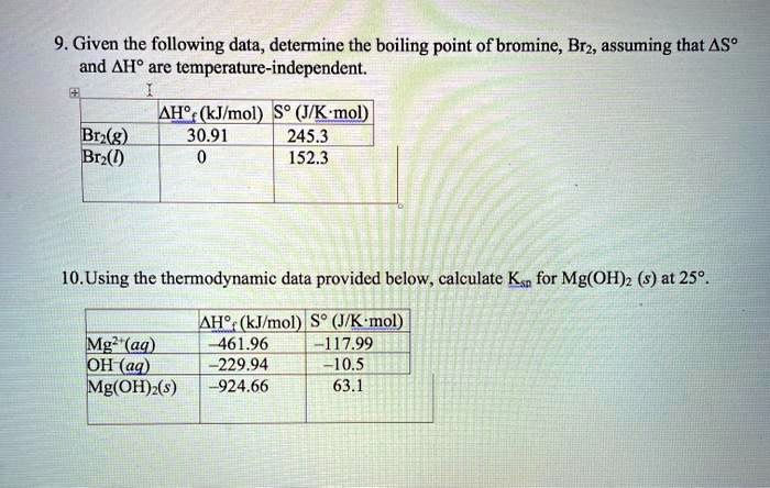 9 Given The Following Data Determine The Boiling Po… Solvedlib