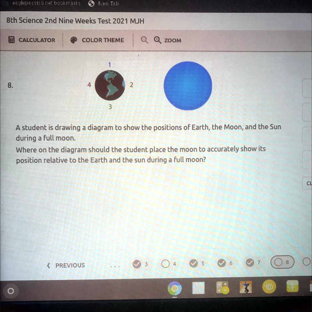 SOLVED: A student is drawing a diagram to show the positions of Earth ...