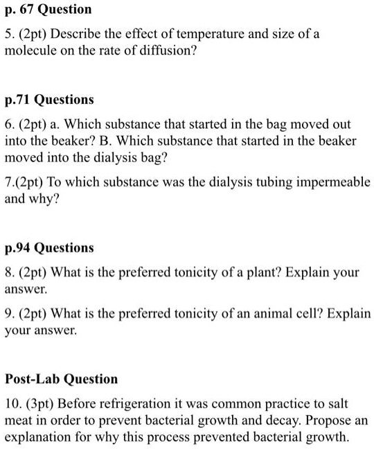 SOLVED: p: 67 Question 5. (2pt) Describe the effect of temperature and ...