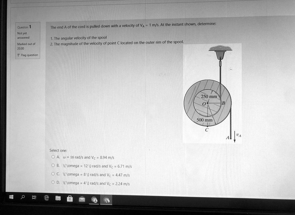 of the cord is pulled down with velocity of va the end ms at the instant shown determine qveston ...