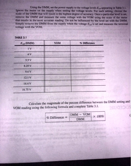 Using the DMM, set the power supply to the voltage levels EAB appearing ...