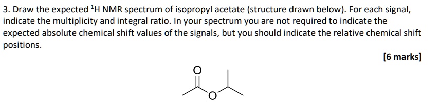 3. Draw the expected ^1H NMR spectrum of isopropyl acetate (structure ...