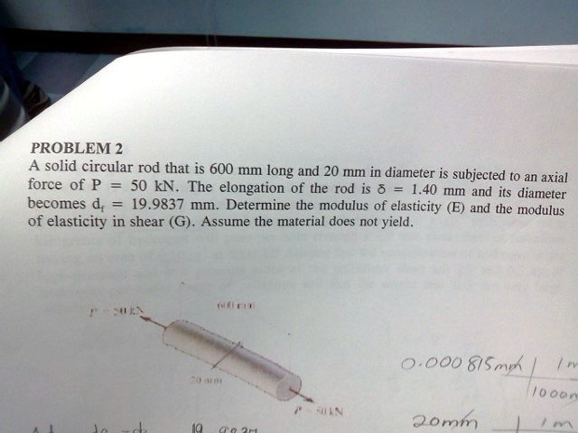 SOLVED: PROBLEM 2: A solid circular rod that is 600 mm long and 20 mm ...