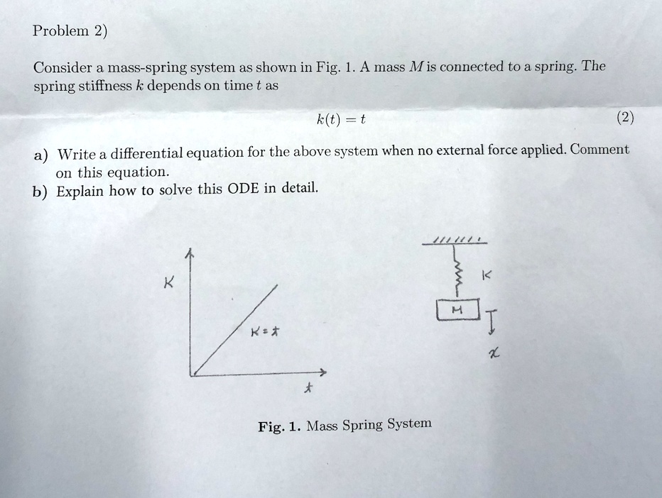Problem 2) Consider a mass-= spring system as shown in Fig: 1. A mass M ...
