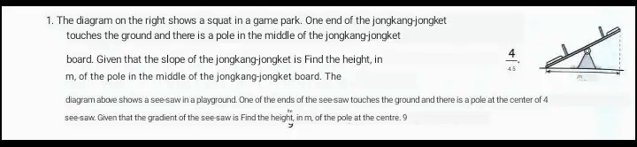 SOLVED: The diagram on the right shows squat in game park One end of ...