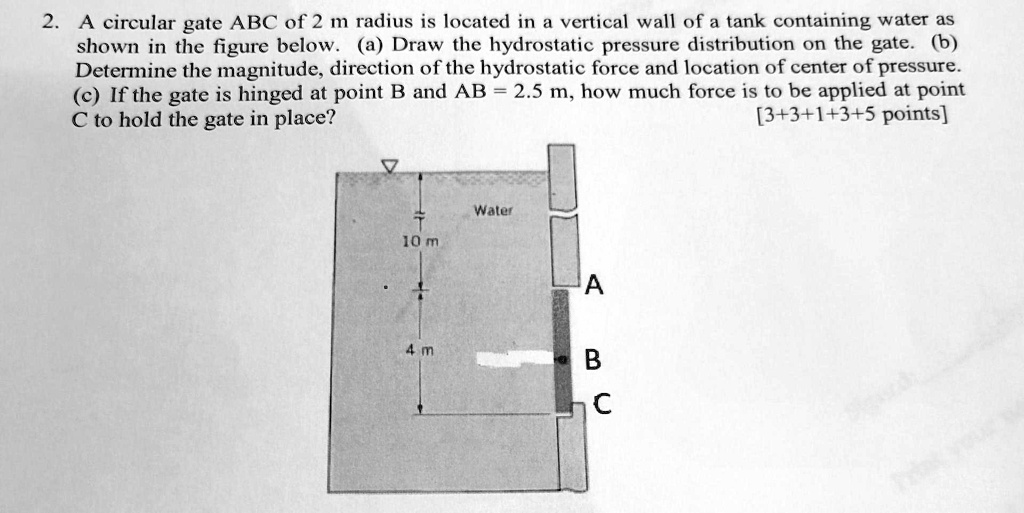 2. A circular gate ABC of 2 m radius is located in a vertical wall of a ...