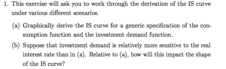 1. This exercise will ask you to work through the derivation of the IS curve under various ...