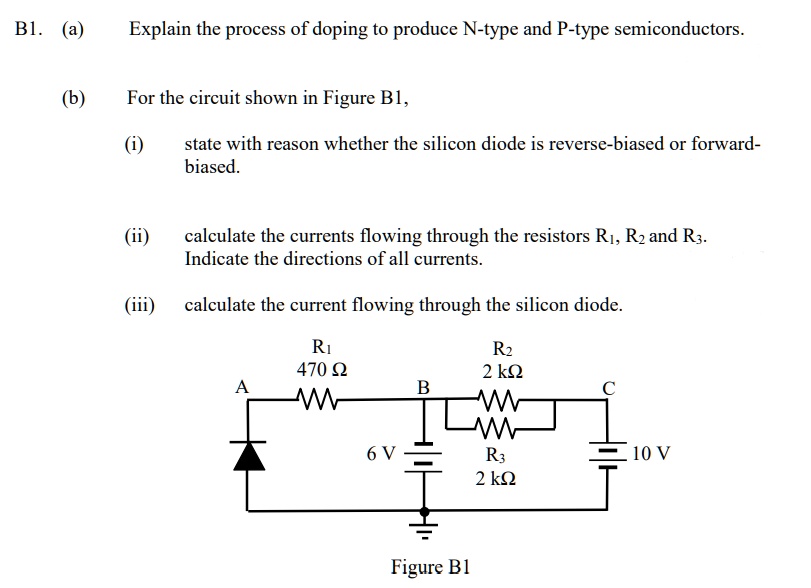 SOLVED: B1. (a) Explain the process of doping to produce N-type and P ...