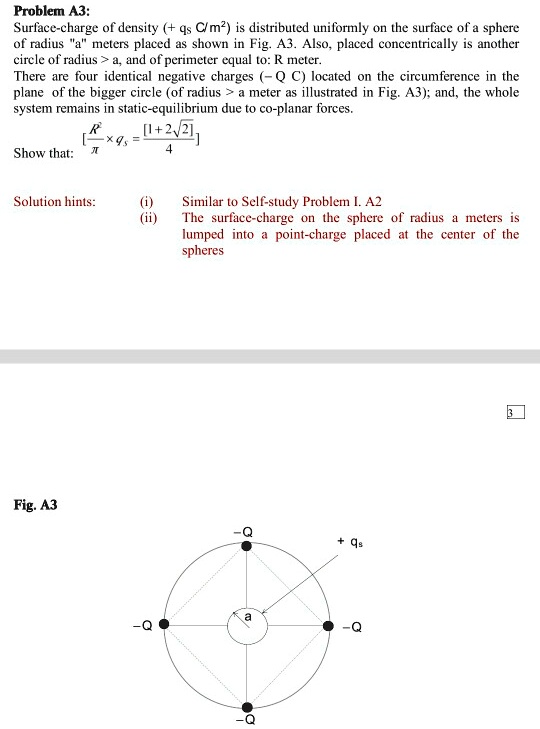 SOLVED: Problem A3: Surface-charge of density (+ qs C/m2) is ...