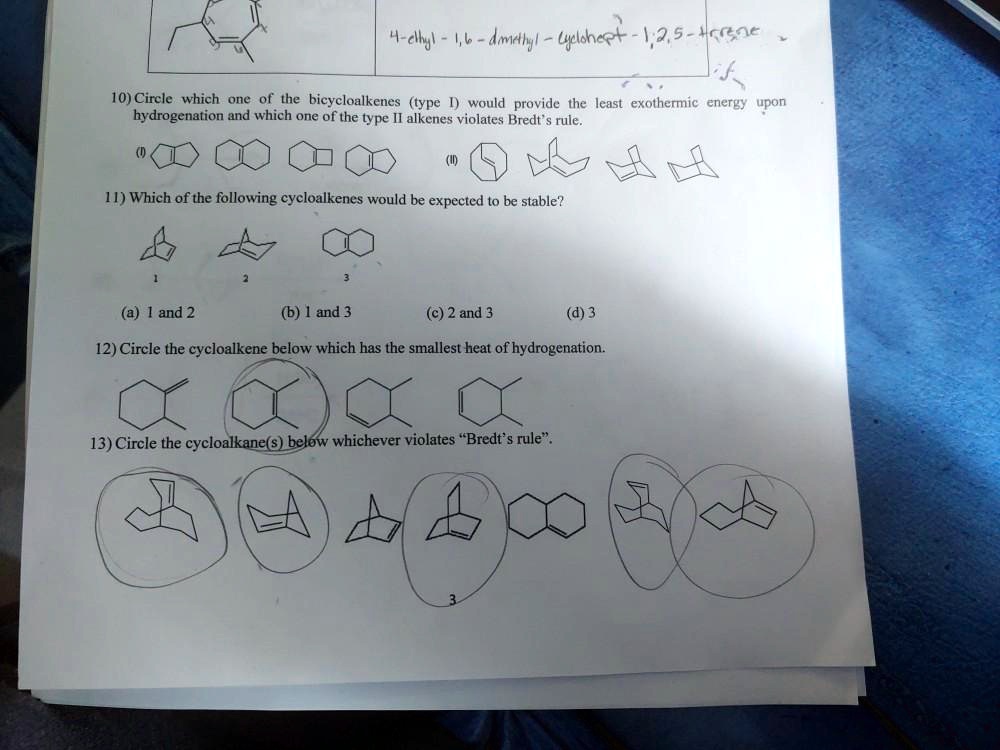 SOLVED:~ellyl -Amlkyl= Uylohect 12,5-4cene 10) Circle which oneof" the ...
