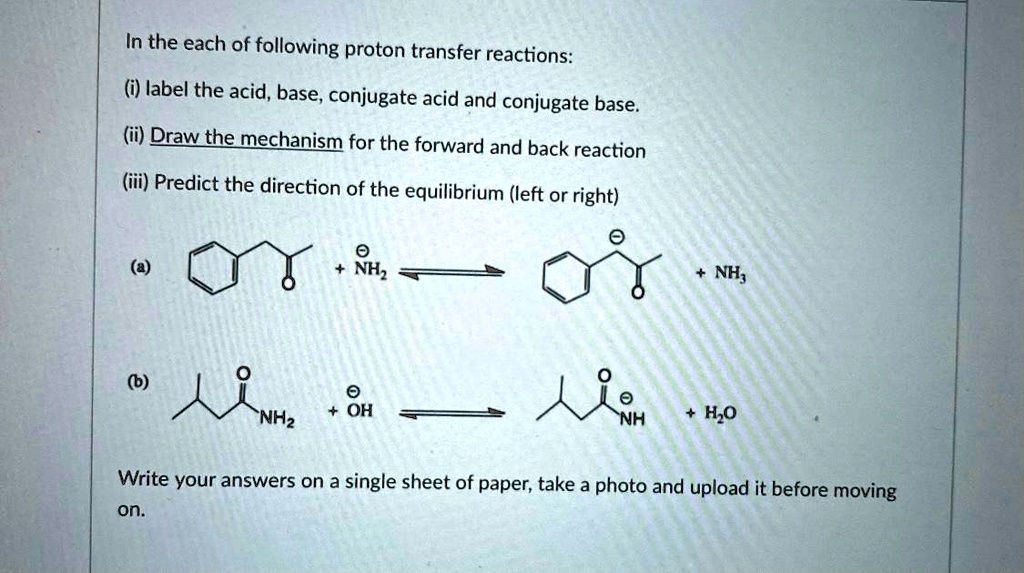 SOLVED: In the each of following proton transfer reactions: label the ...