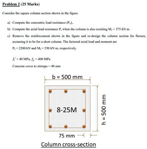problem 225marks consider the square column section shown in the figure ...