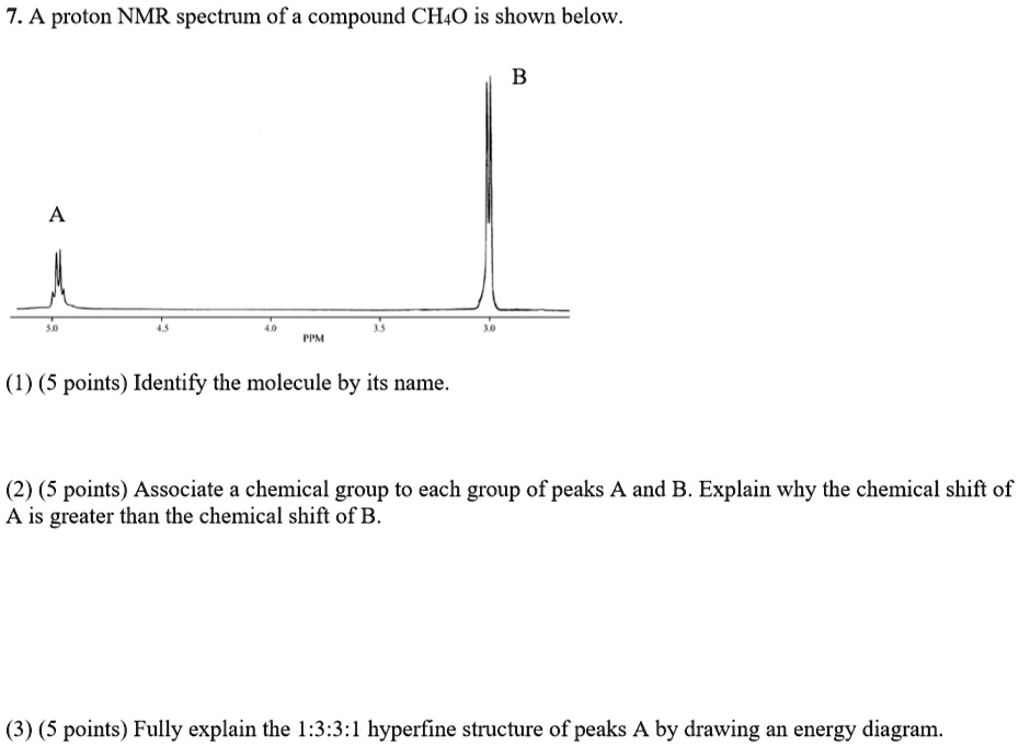 7 a proton nmr spectrum of a compound ch4o is shown below 1 5 points ...